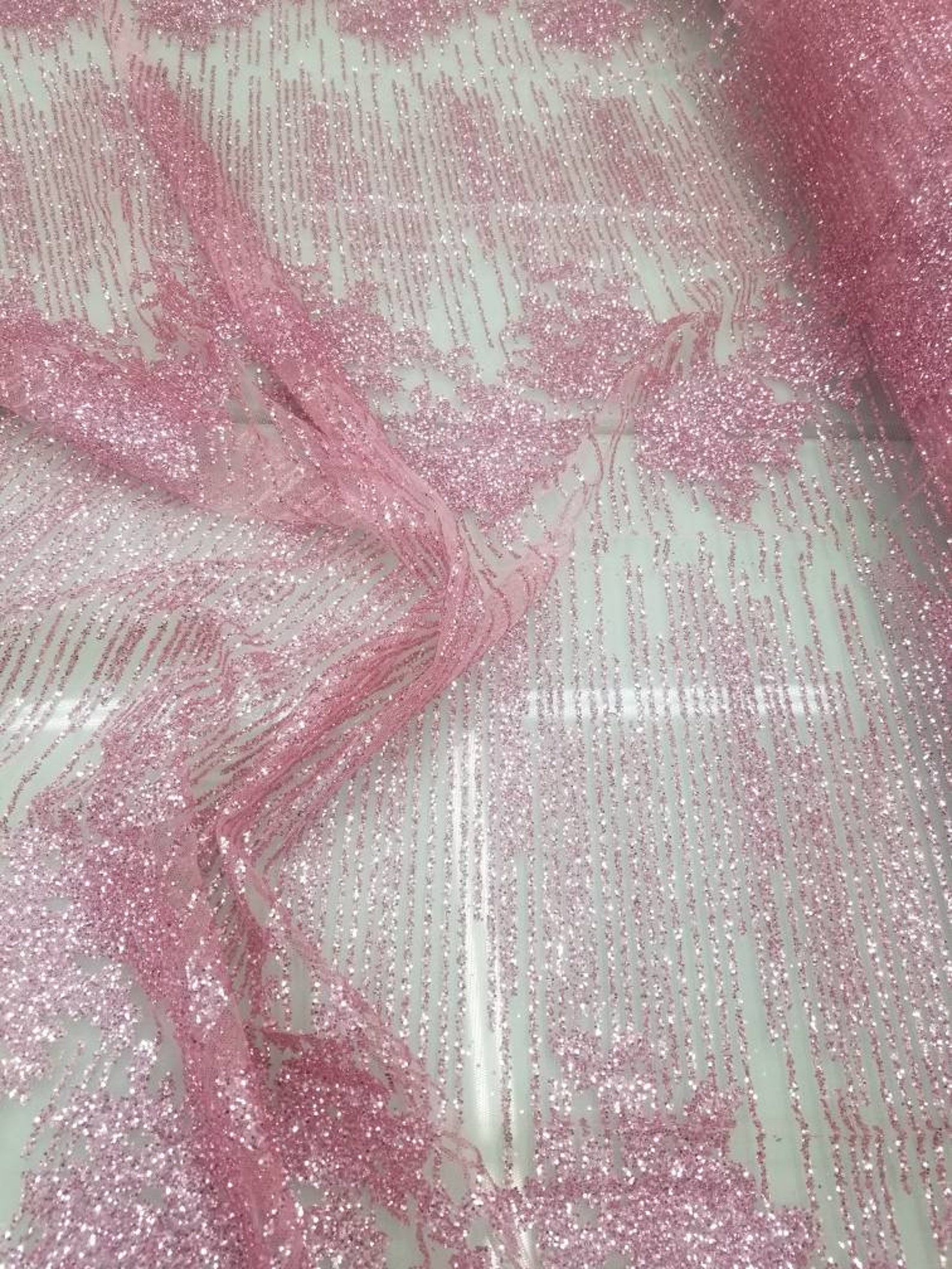 Rose Color Glitter Metallic Fabric Usable for Decoration and Apparel ...