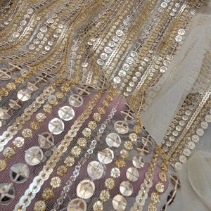 Hand Beaded Elegantly Beading This Gorgeous Sheer Dress Fabric Creating ...
