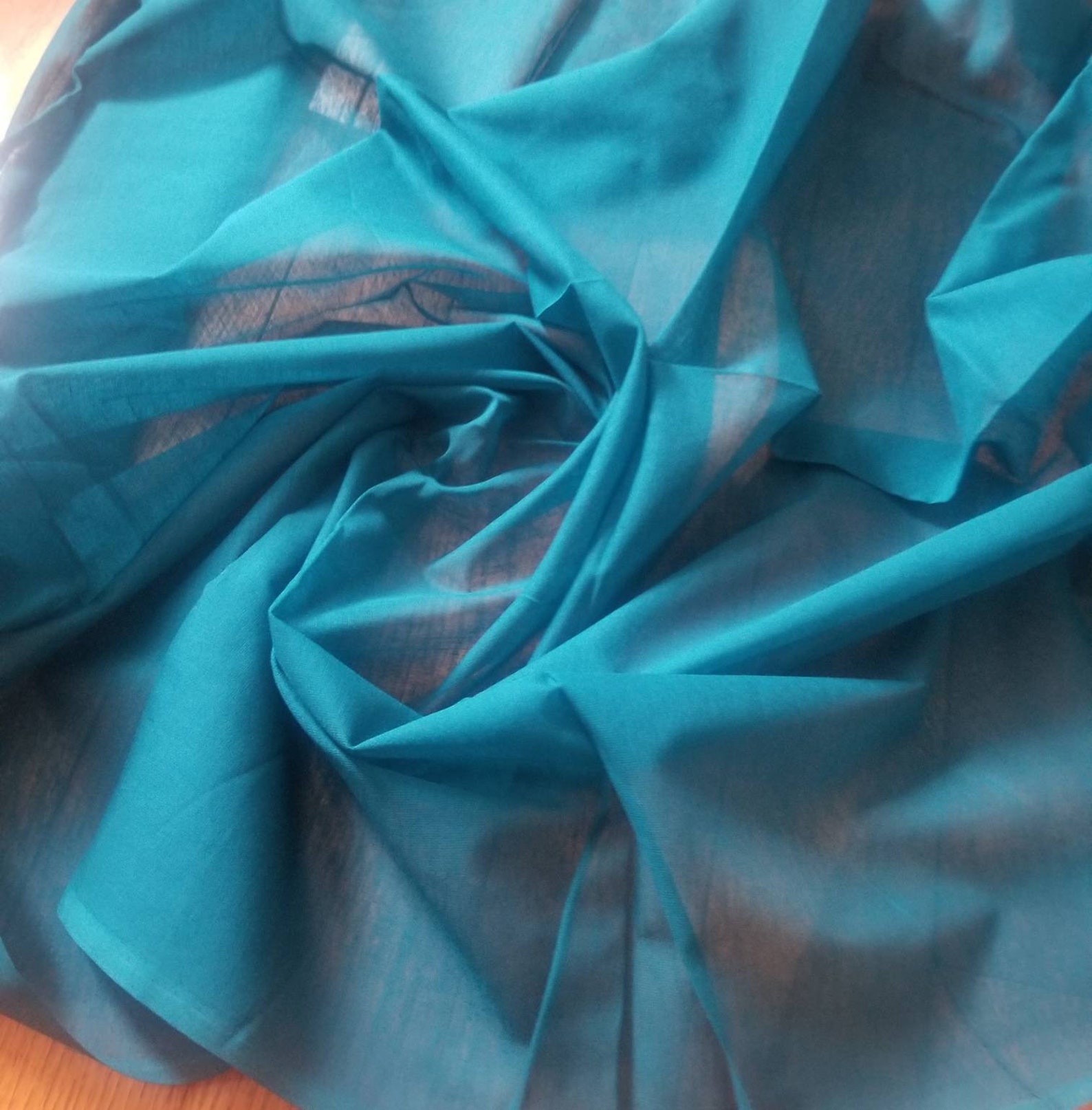 Teal Blue Color Mercerised 100% Soft Cotton Voile Fabric Usable for ...