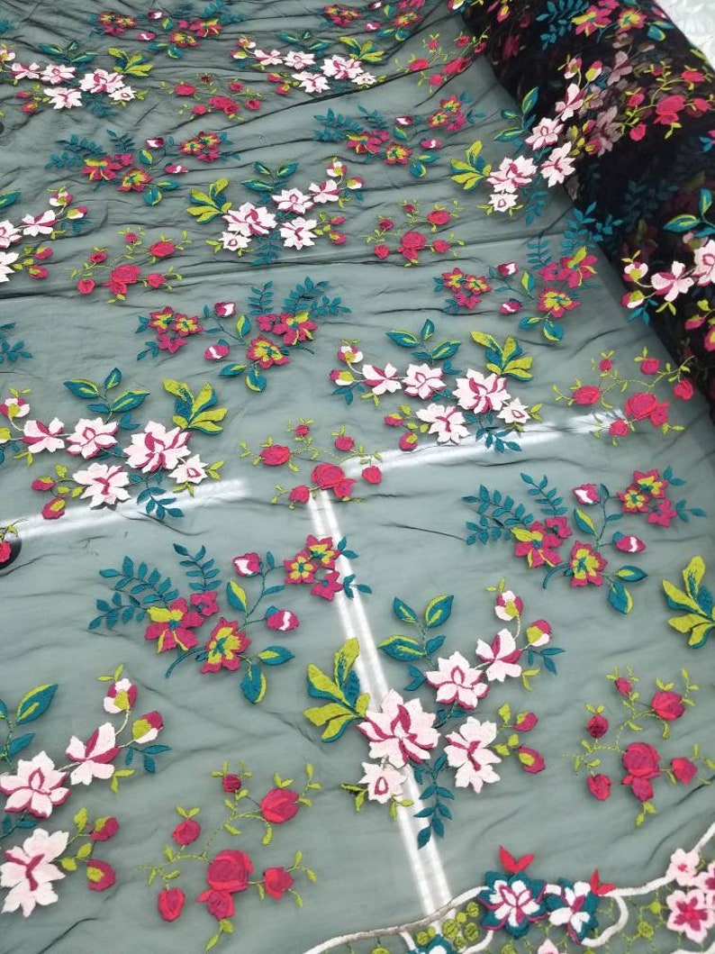 Italian Designer Fabric Floral Print on Tulle Fabric. Price - Etsy