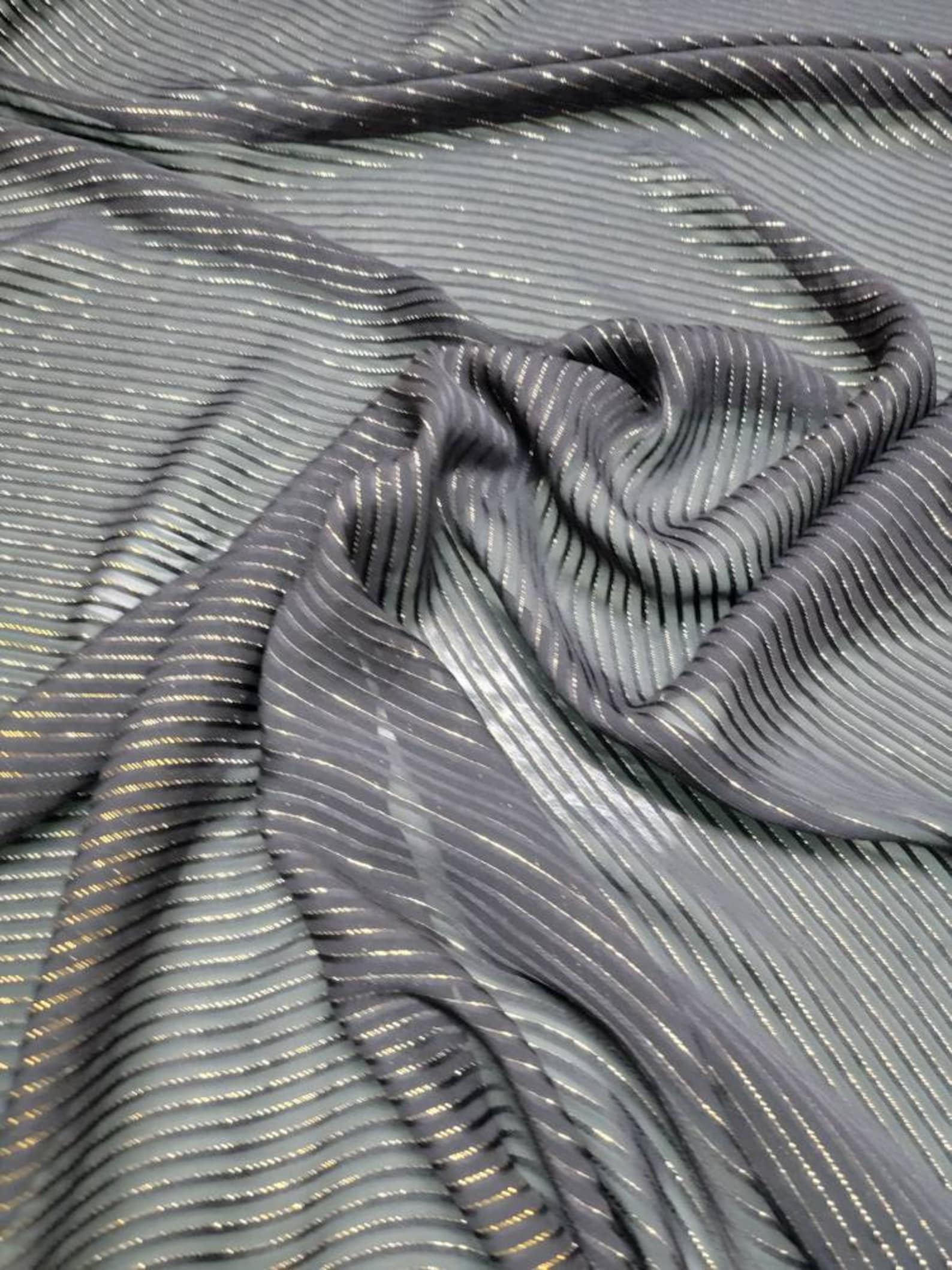 100% Silk Chiffon Metallic Striped Design. Rich and Beautiful - Etsy