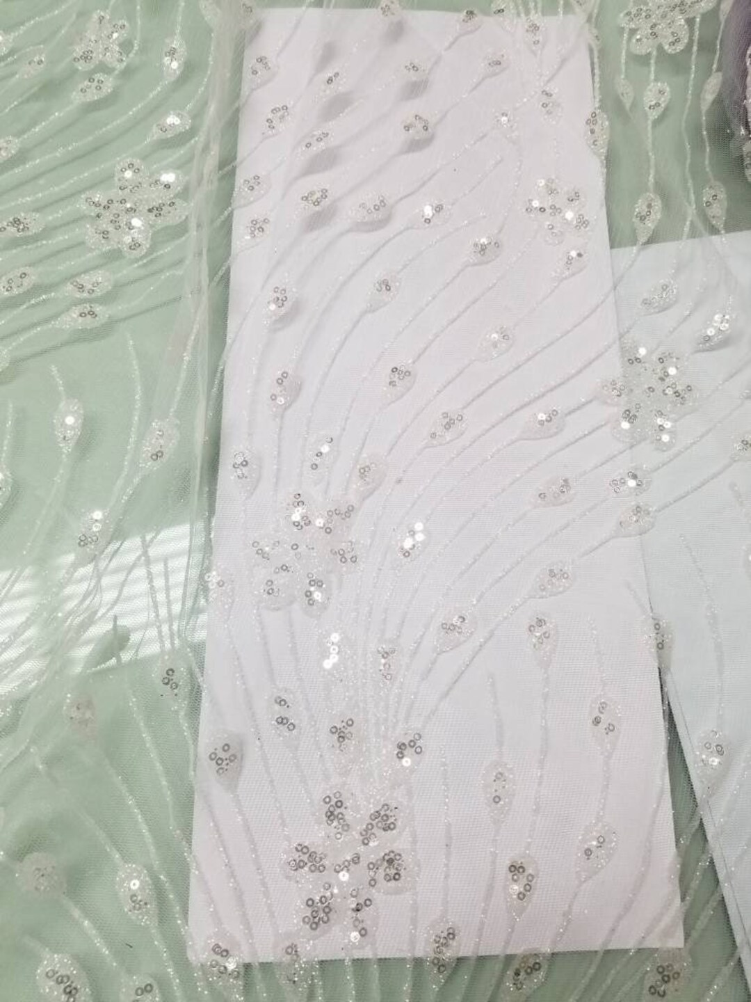 White Color Glitter Metallic Fabric Usable for Apparel,accessories ...