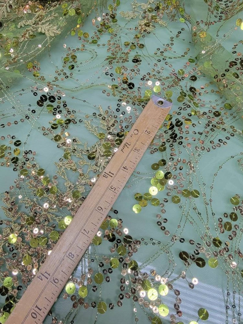 Green Color Sequenced Lace Design Usable for Apparel - Etsy