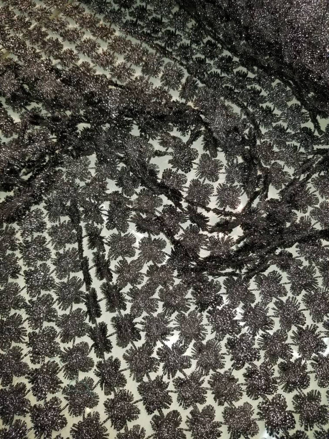 Lace Fabric Lurex Thread Mix With Black Color Cut Work Usable | Etsy