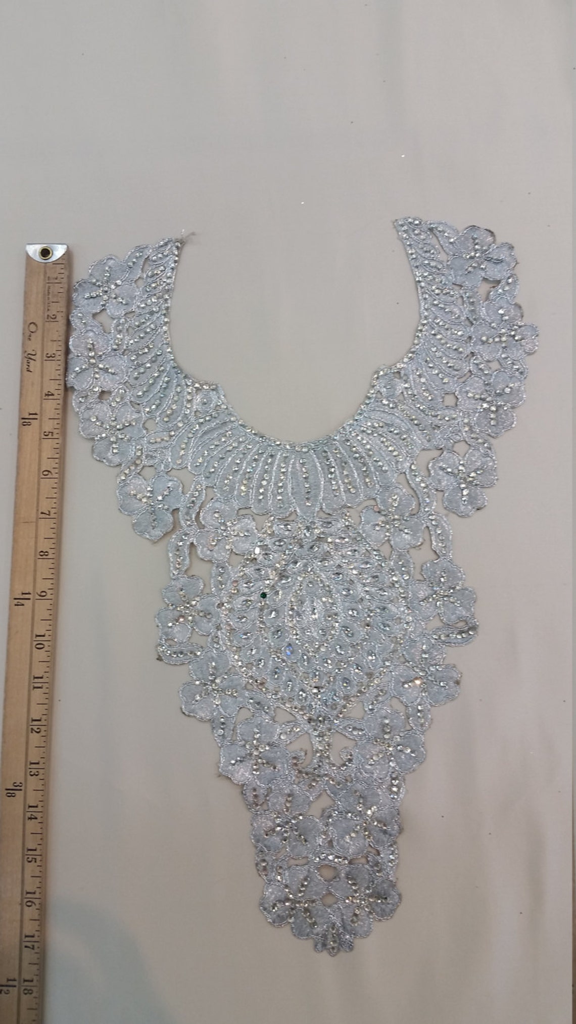 Rhinestone Neckline Applique/ Bridal Applique/ ~ Shiny Decorative ...