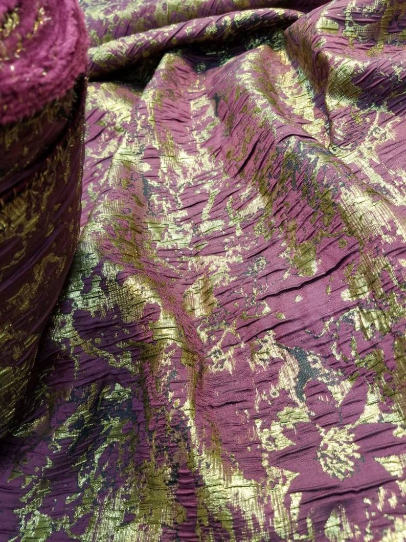 Jacquard Brocade Fabric. Touch of Gold Color With Dark Base - Etsy