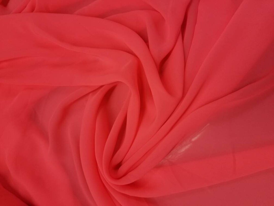 100% Silk Chiffon Coral Pink Color 54" Wide. Usable for Apparel and ...