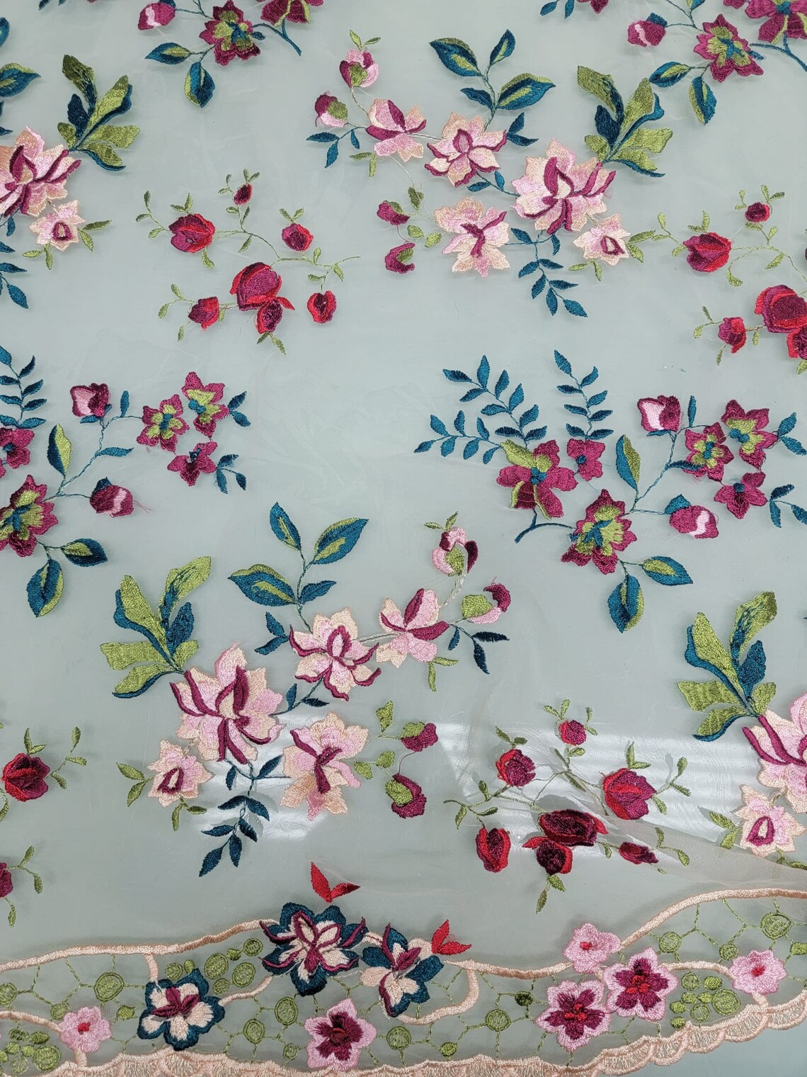 Italian Designer Fabric Floral Print on Tulle Fabric. Price - Etsy