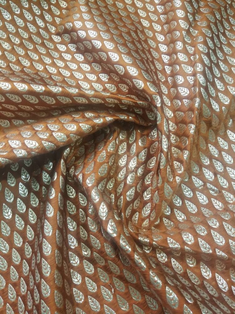Handcrafted Beautiful Silk Brocade With Mettallic Thread Thread Work ...