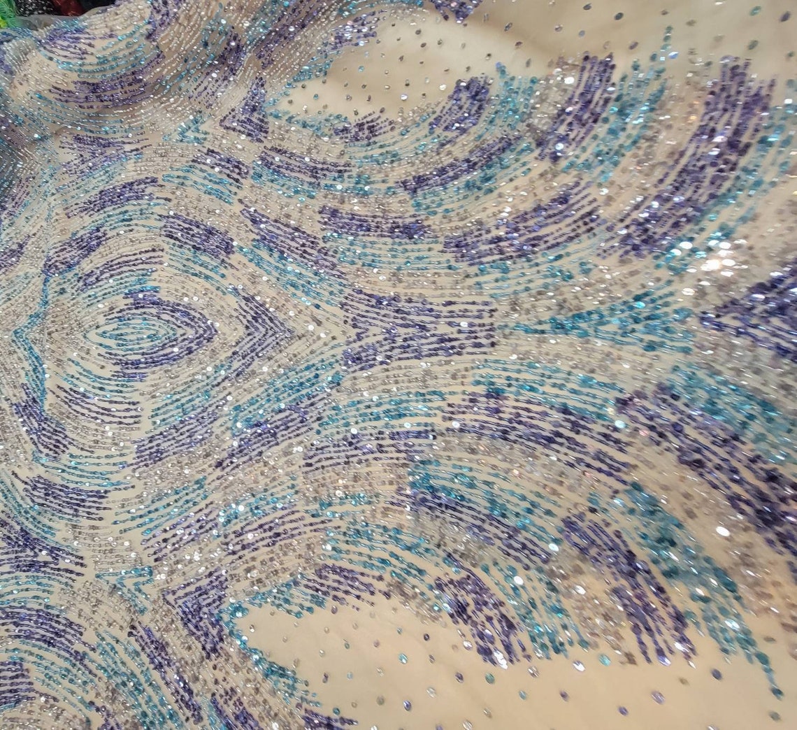 This Special Hand Beaded Sequenced and Beaded Lace Fabric is Made in ...
