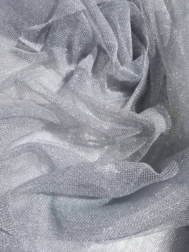 Metallic Silver Netting Soft Tulle Fabric Usable for Apparel ...