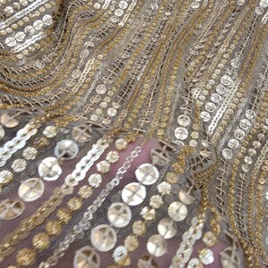 Hand Beaded Elegantly Beading This Gorgeous Sheer Dress Fabric Creating ...