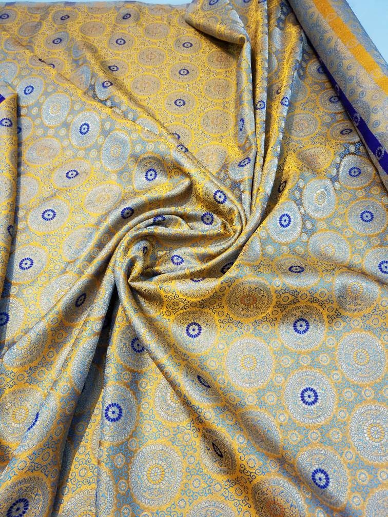 Metallic Brocade Orange Color Mix With Blue Give You a Nice - Etsy