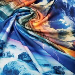 Digitally Printed Water Cloud Landscape Design on Scuba Fabric. Usable ...