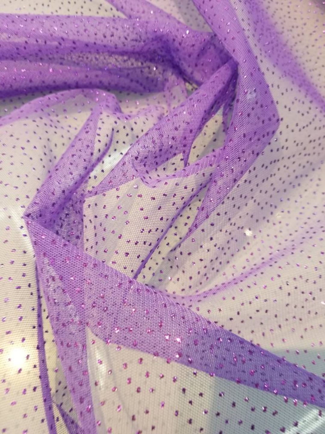 Purple Color Sparkle Tulle Usable for Apparel Accessories Interior ...