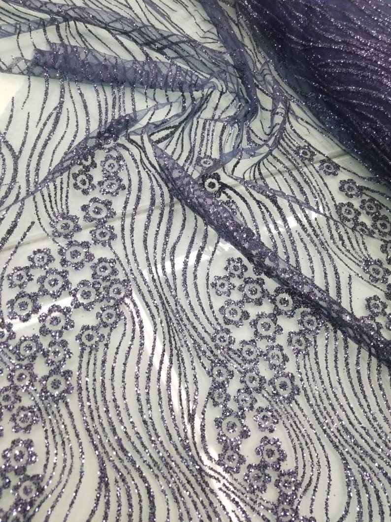Navy Blue Color Glitter Metallic Fabric Usable for Decoration and ...