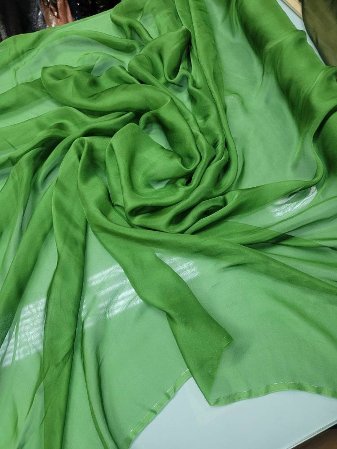 100% Silk French Chiffon Emerald Green Color 54 Wide. - Etsy