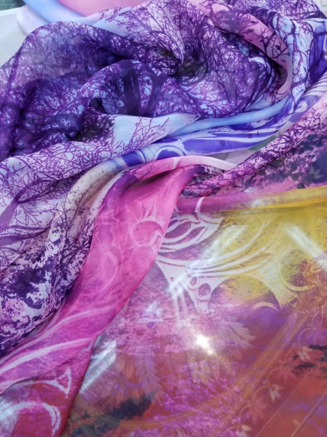100% Silk Chiffon Sheer Designer Print Fabric. 54" Wide. Usable for ...