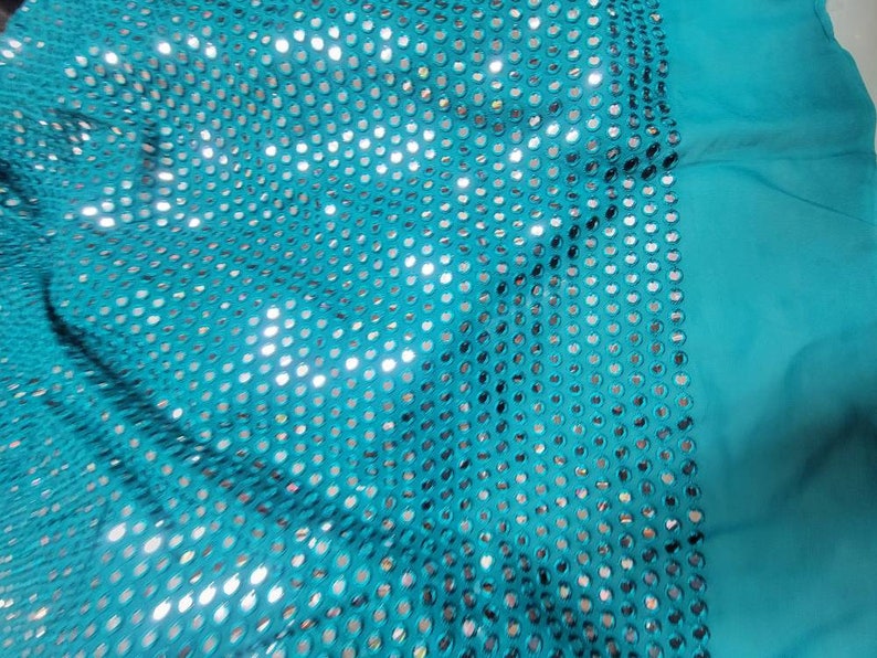 Soft Mirror Work Chiffon Embroided Fabric Usable for Apparel ...