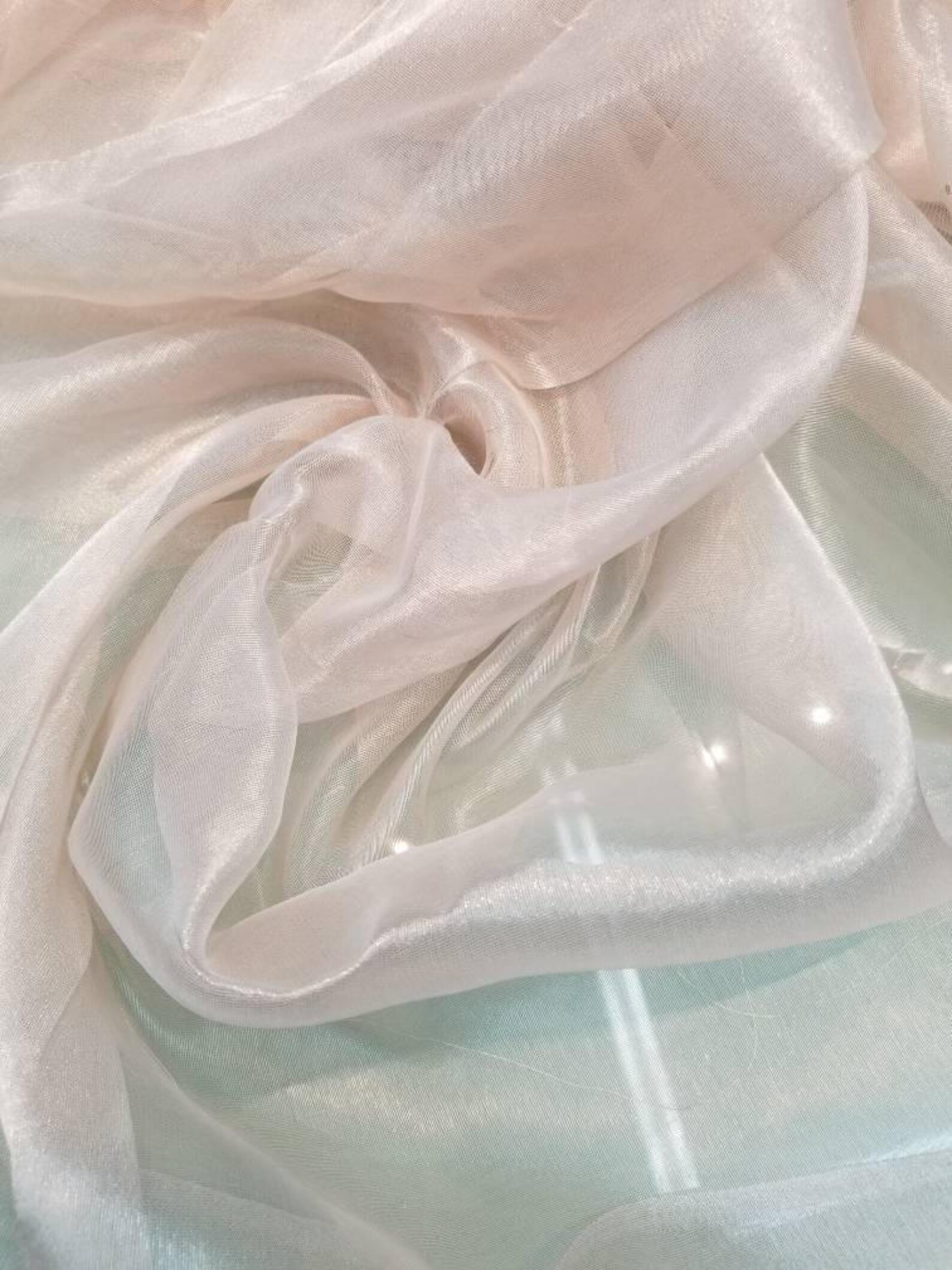 Metallic off White/ Silver Color Silk Organza 45" Wide. Usable for ...