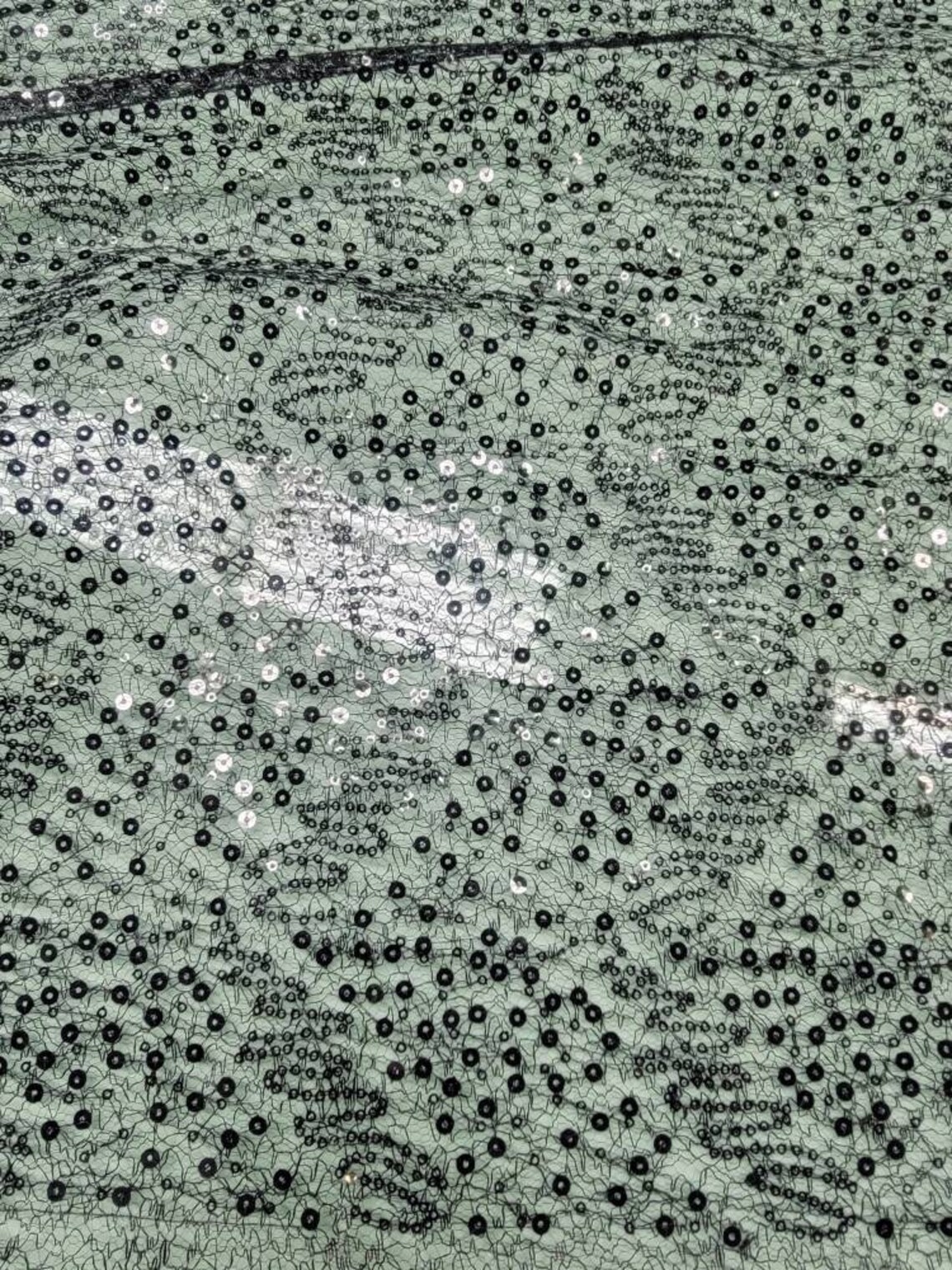 Black Color Sequence on Spangle Mesh Fabric 54 Wide | Etsy
