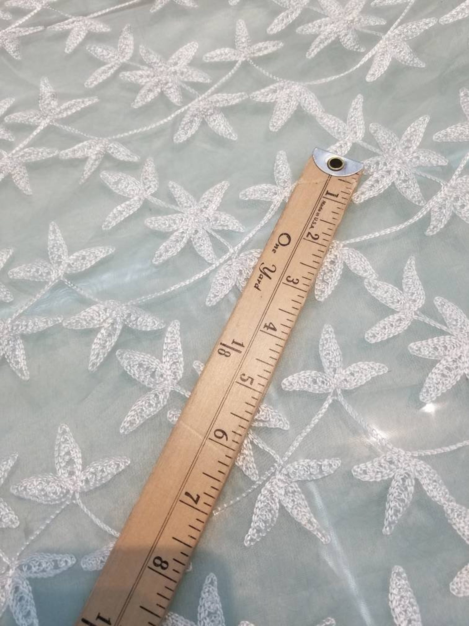 Off White Color 100% Silk Organza Thread Embroidered Fabric | Etsy