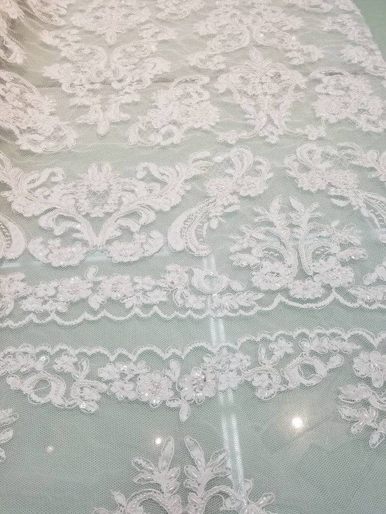 Off White and White Color Hand Beaded My Lady French Lace - Etsy