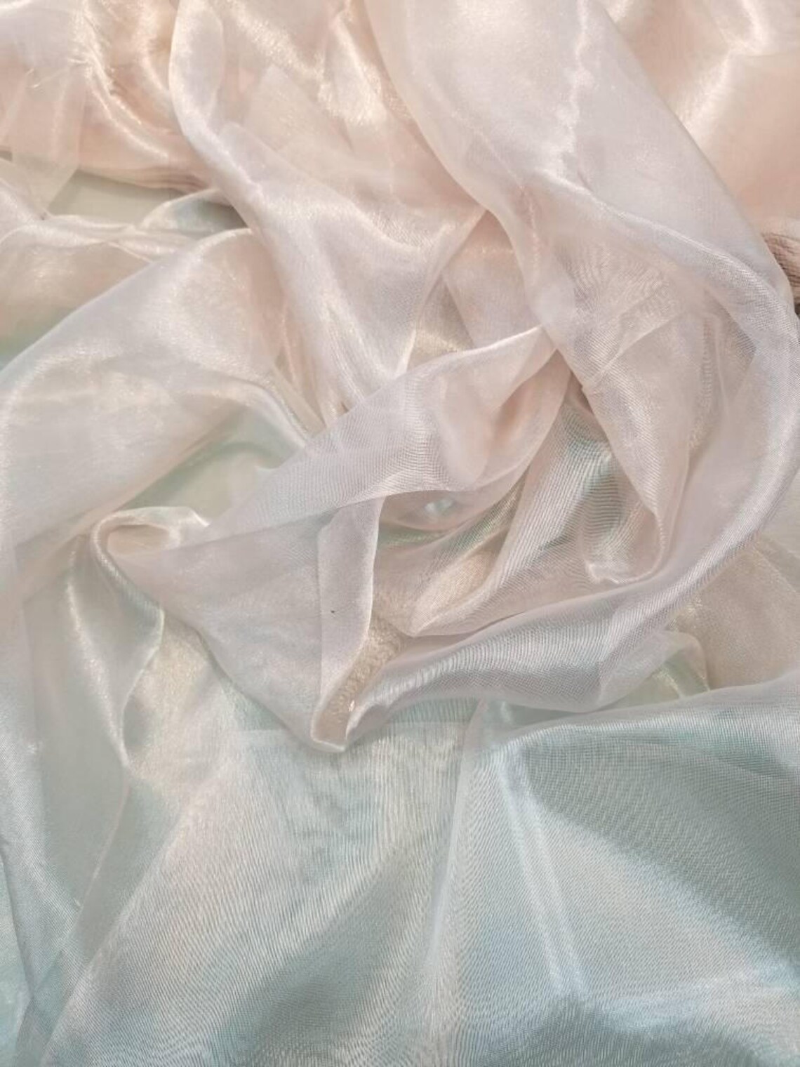 Metallic off White/ Silver Color Silk Organza 45" Wide. Usable for ...