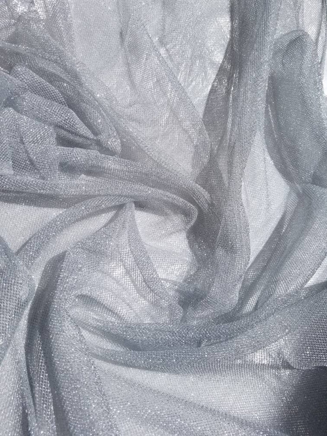 Metallic Silver Netting Soft Tulle Fabric Usable for Apparel ...