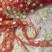 Red Tulle Embroidered Lace With Gold Thread Work and Red Pearl 45 Wide ...