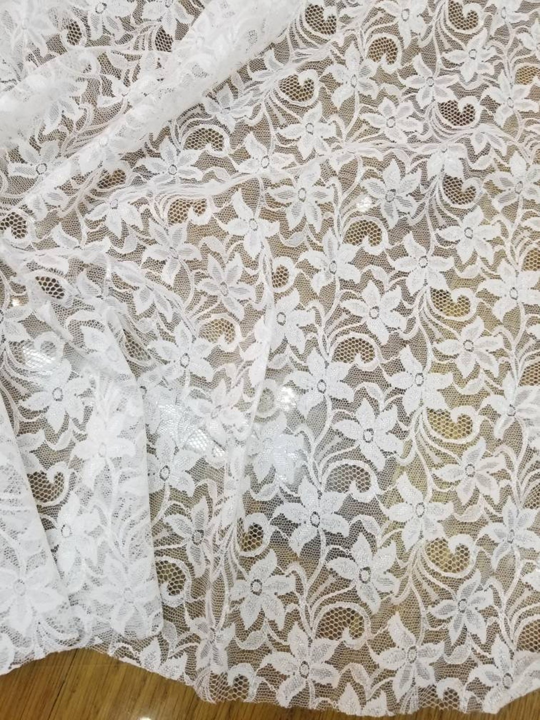 Off White Bridal Lace Fabric, Vintage Floral Embroidered Lace Sequined ...