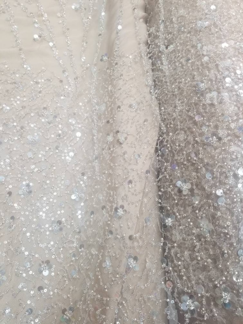 Hand Beaded Elegantly Beading This Gorgeous Sheer Dress Fabric Creating ...