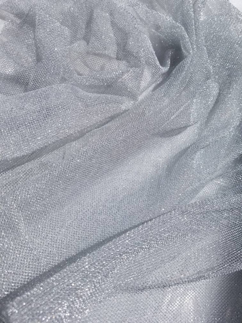 Metallic Silver Netting Soft Tulle Fabric Usable for Apparel ...