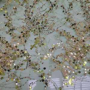 Green Color Sequenced Lace Design Usable for Apparel Accessories and ...