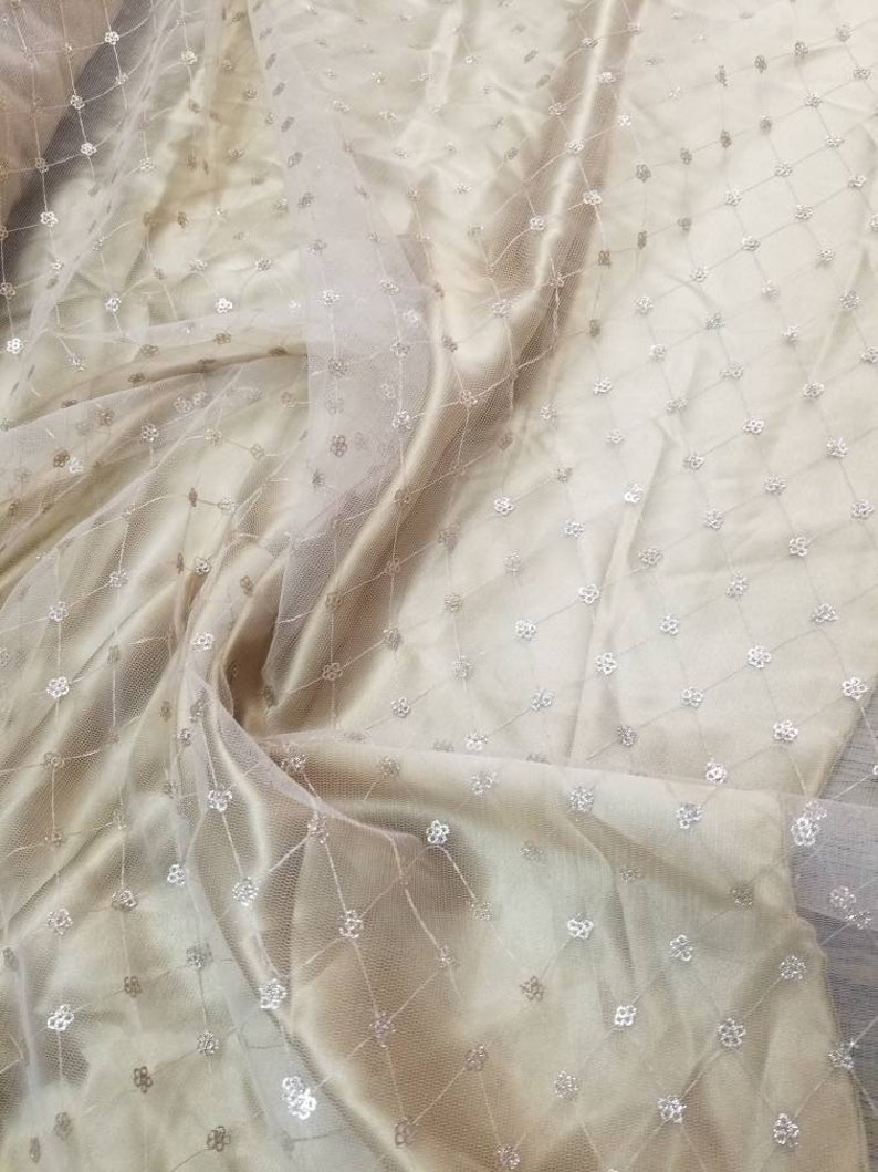Hand Beaded Gold Fabric. This Gorgeous Sheer Dress Fabric Creating a ...
