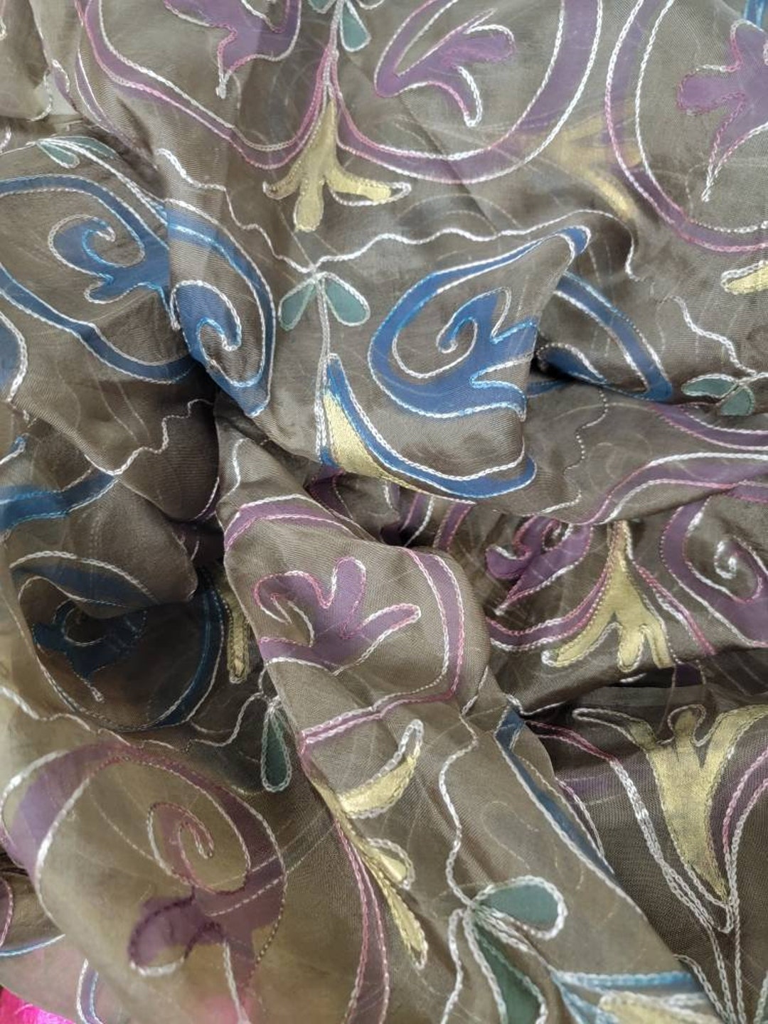 Silk Organza See Thru Thread Embroidery Usable for Apparel,accessories ...