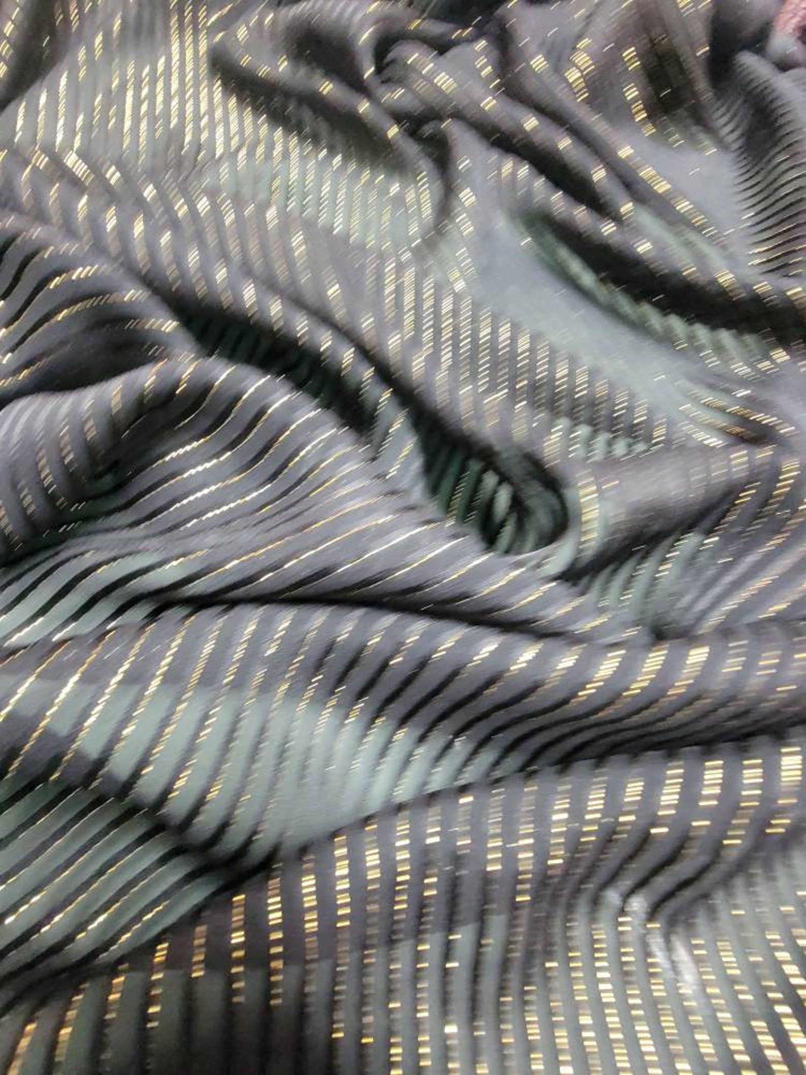 100% Silk Chiffon Metallic Striped Design. Rich and Beautiful - Etsy