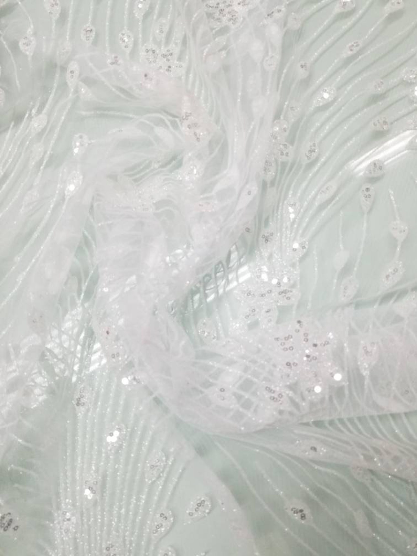 White Color Glitter Metallic Fabric Usable for Apparel,accessories ...