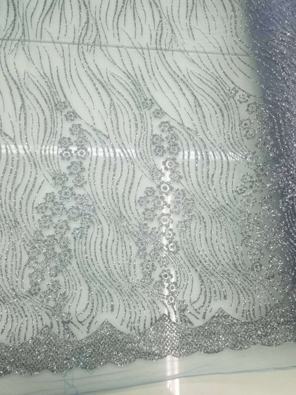 Blue Grey Color Glitter Metallic Fabric Usable for Decoration and ...