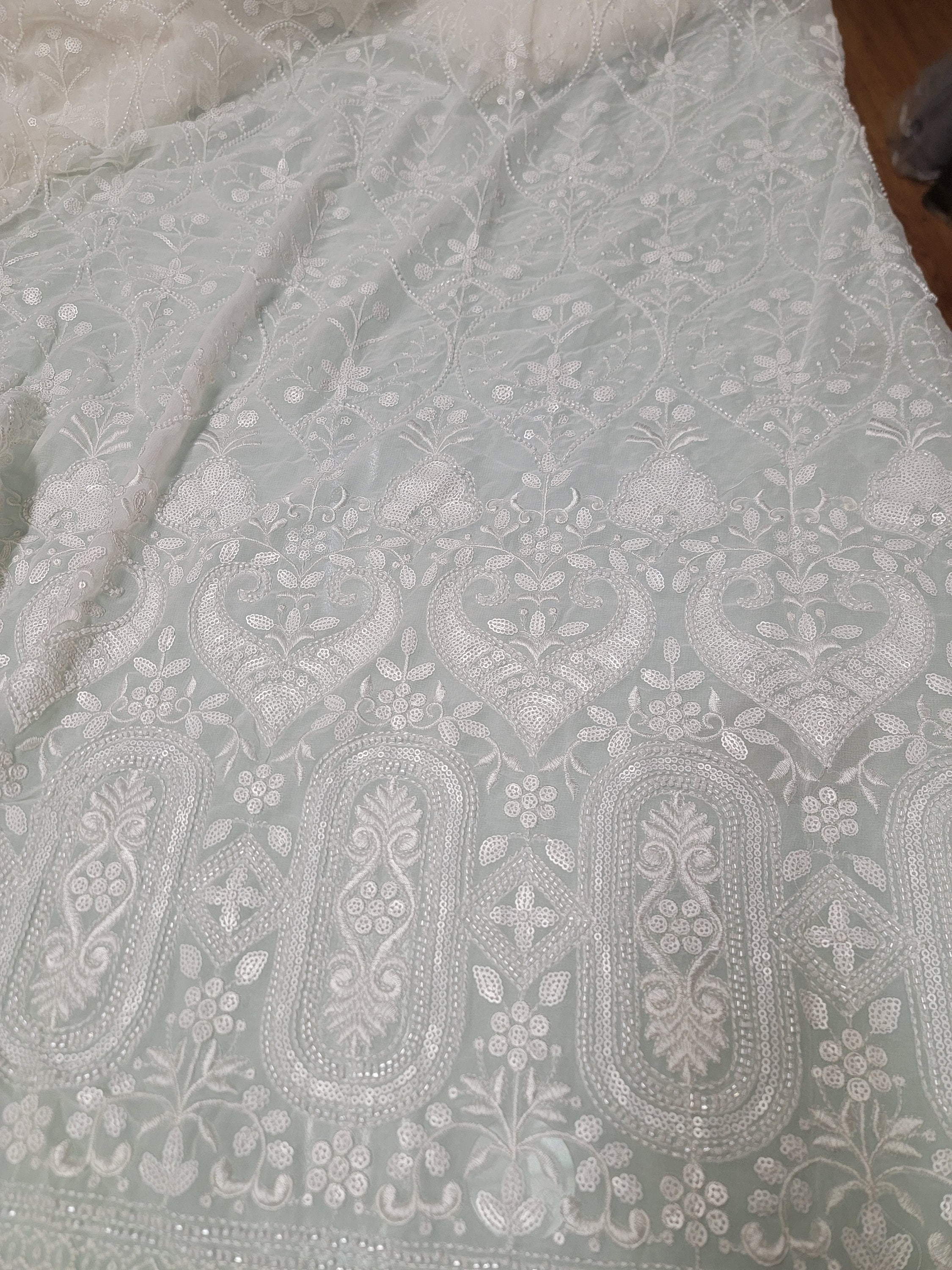 Hand Beaded Elegantly Beading This Gorgeous Sheer Dress Fabric Creating ...