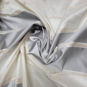 100% Silk Taffetta Satin Striped Fabric by Yard 54" Wide. Can Be Used for Clothing and Interior ...