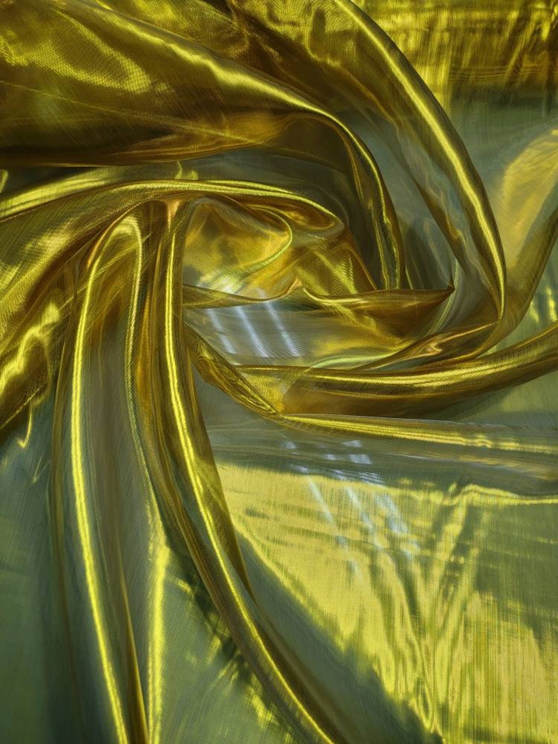 Gold Mettallic Sheer Shimmer Fabric Usable for Apparel Accessories and ...