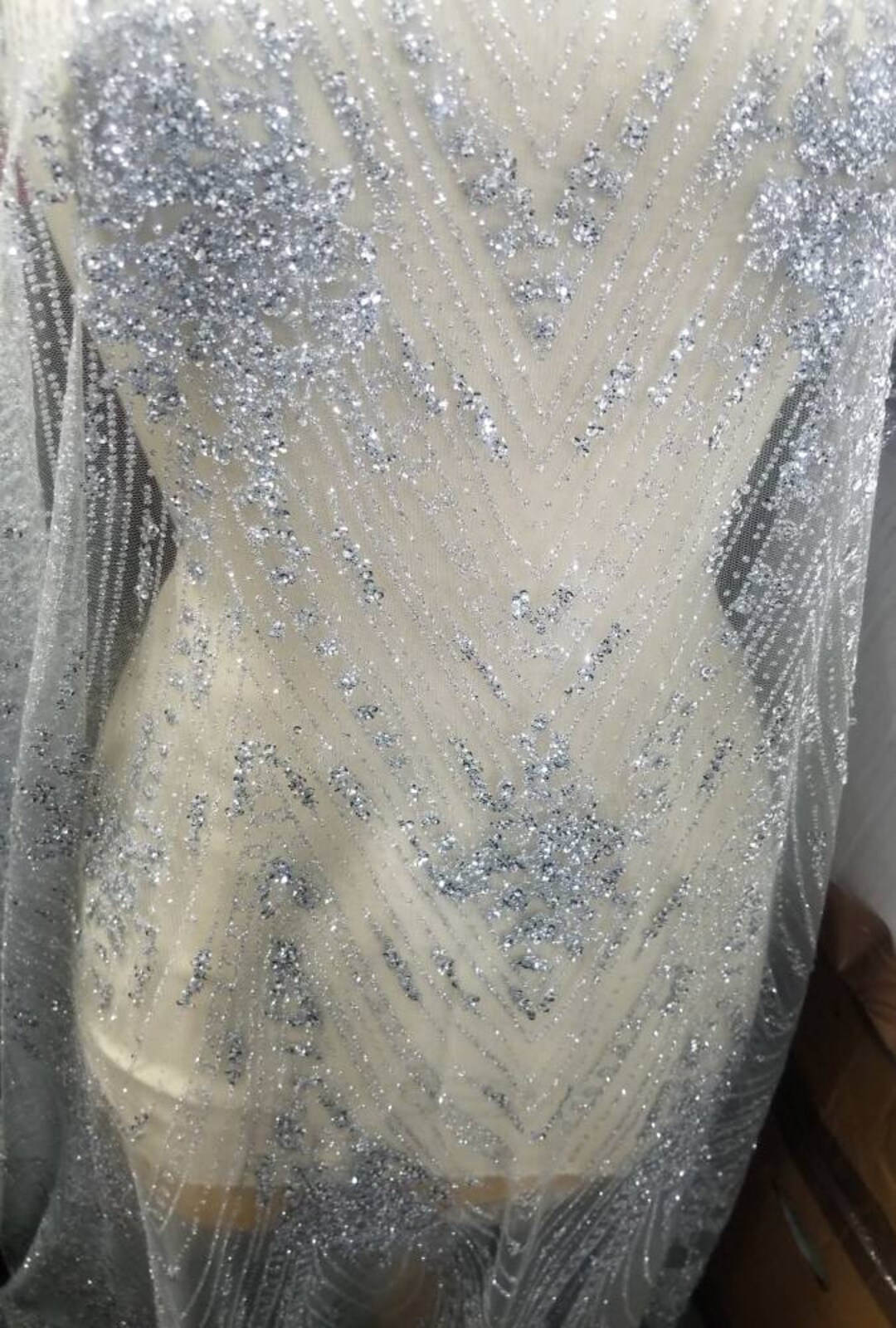 Glitter Metallic Fabric Silver Color Usable for Decoration and Apparel ...
