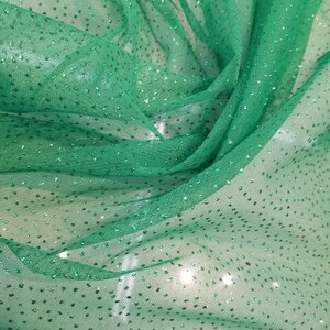 Green Color Sparkle Tulle Usable for Apparel Accessories Interior ...