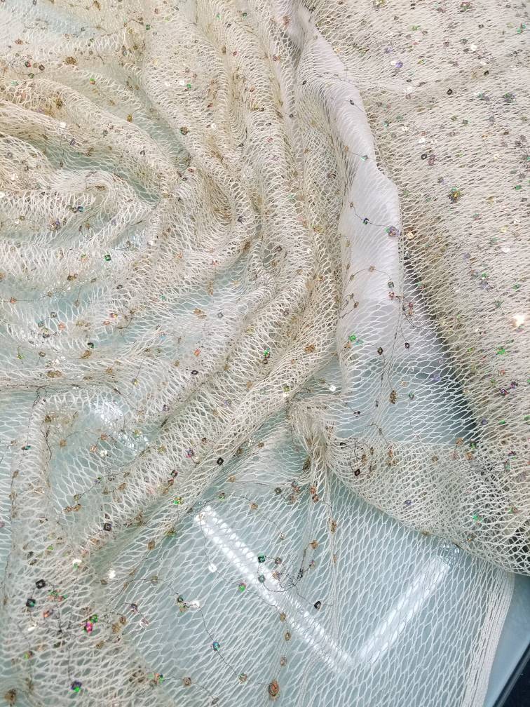 Spangle Chentelli lace with tiny sequence green gold color 54 | Etsy