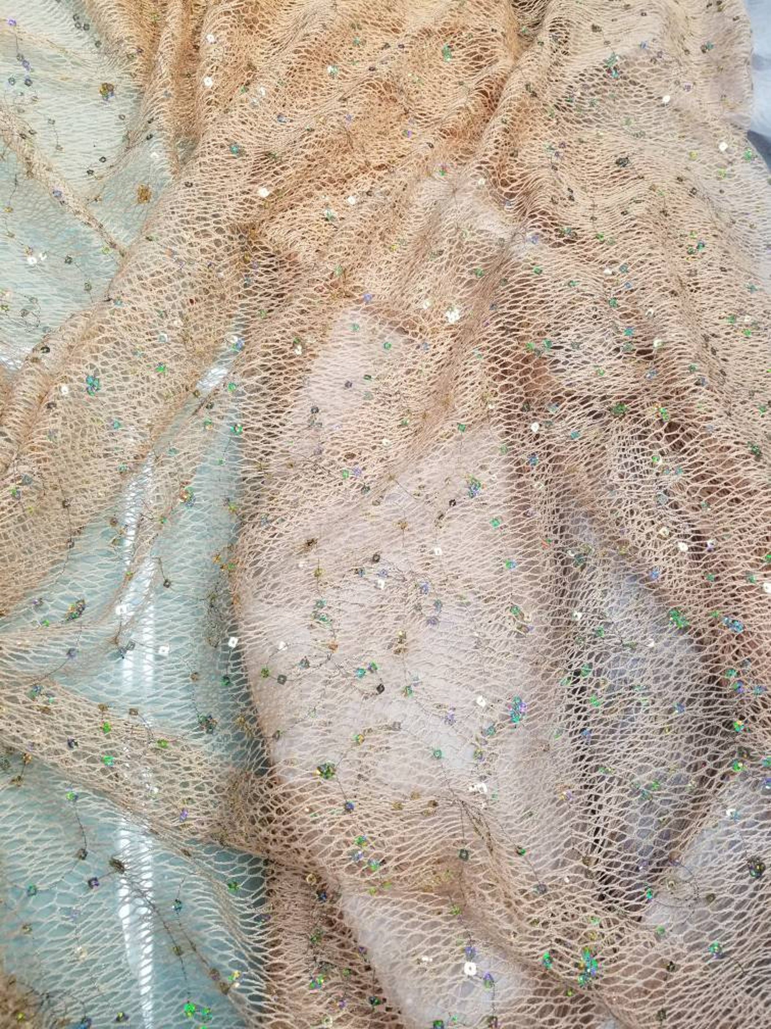 Spangle Chentelli Lace With Tiny Sequence Rose Gold Color 54 Inches ...