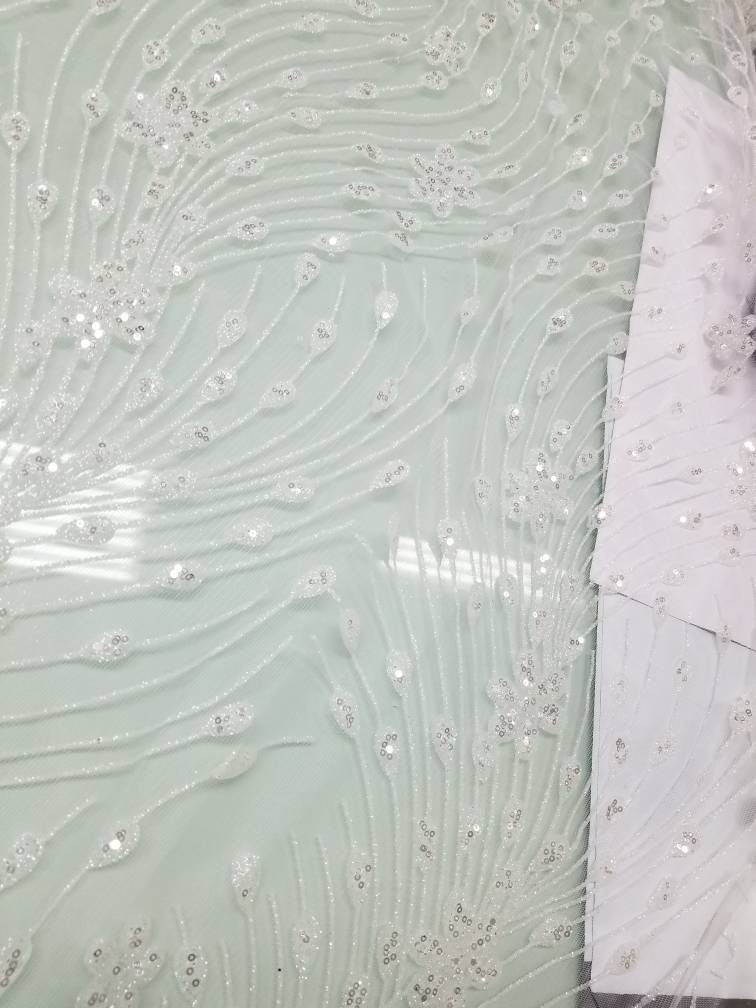 White Color Glitter Metallic Fabric Usable for Apparel,accessories ...