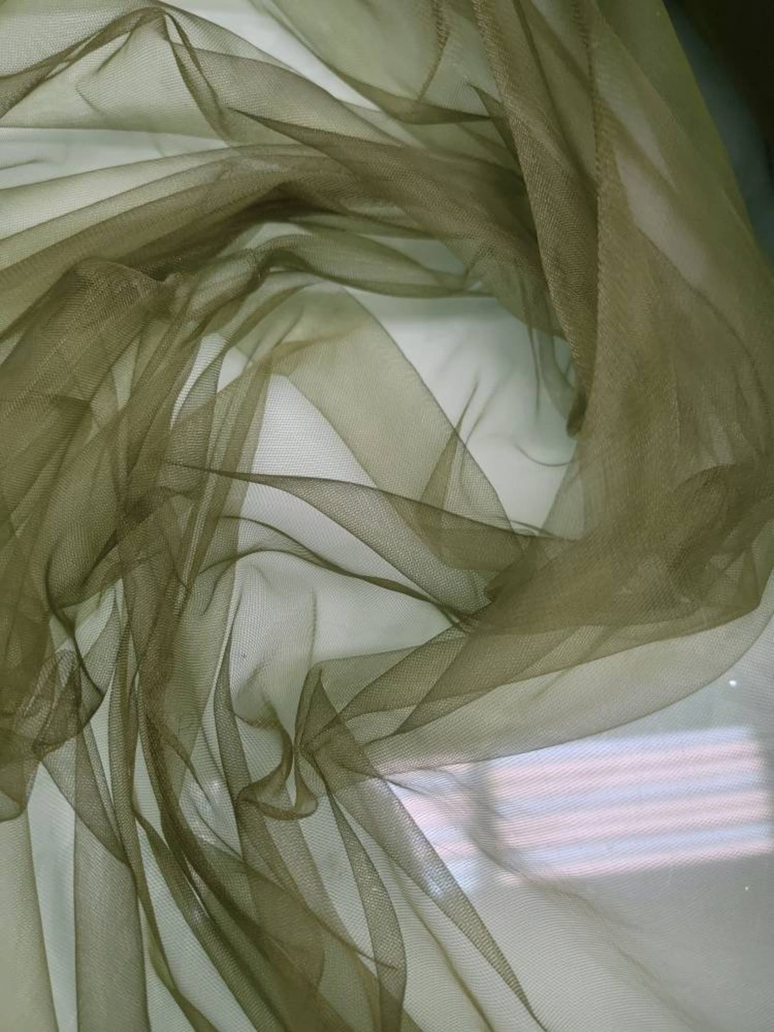 Super Fine Soft Olivino Green Color Tulle/mesh 60" Wide Sold by the ...