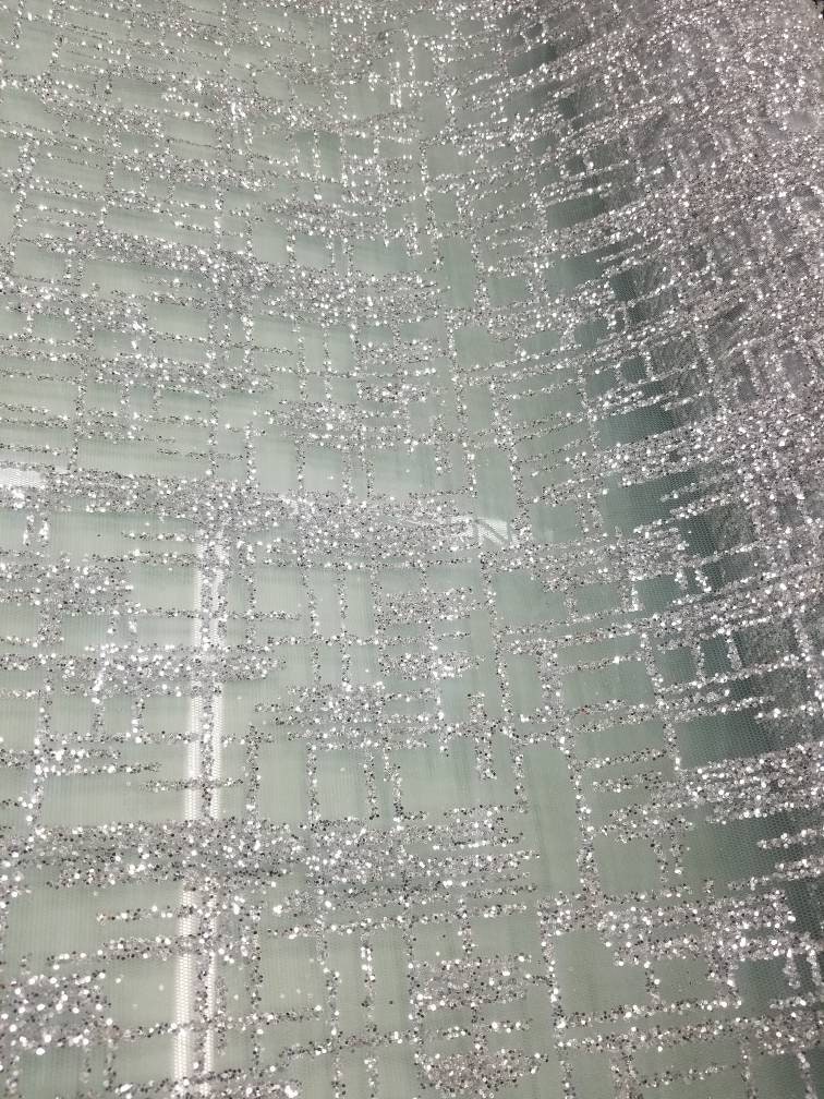Silver Color Glitter Metallic Fabric Usable for Decoration and | Etsy