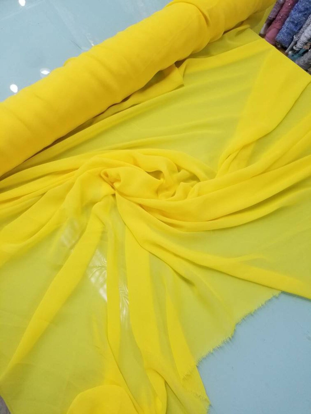 Yellow Color Chiffon 54" Wide. Usable for Apparel and Interior ...